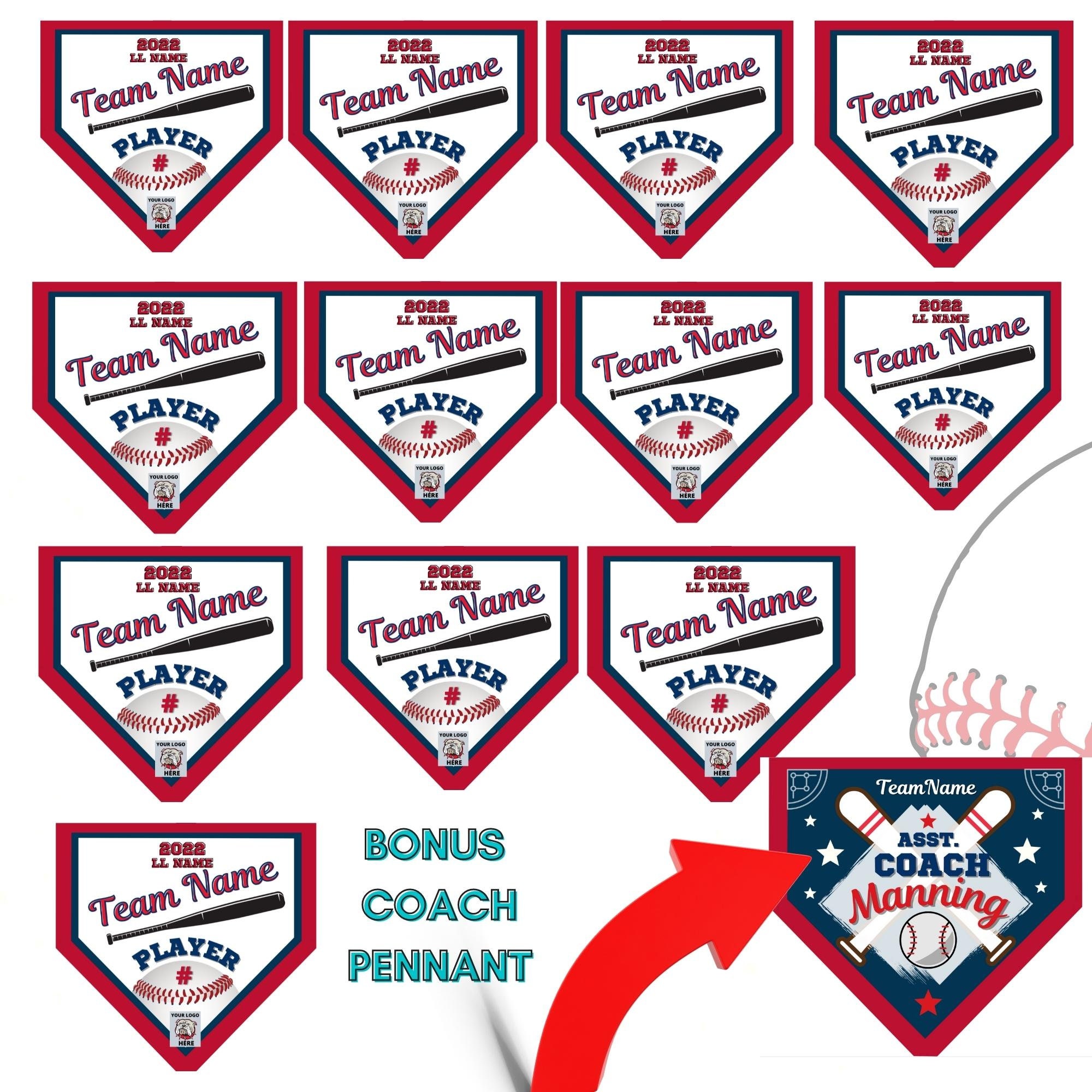 Baseball Team Editable Pennant Banners Red & Navy Blue - Etsy