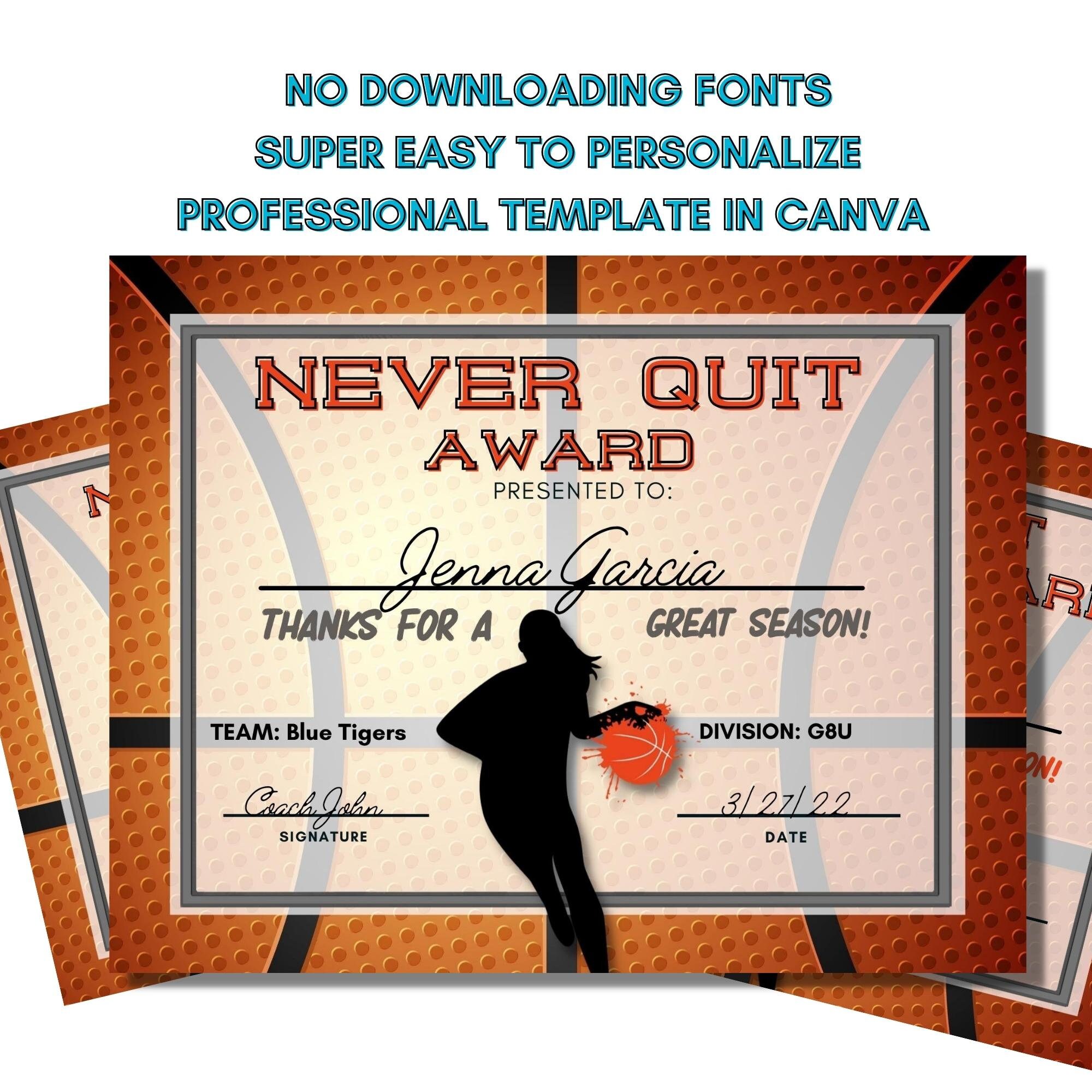 End of Season Girls Basketball Award Certificates 50 - Etsy