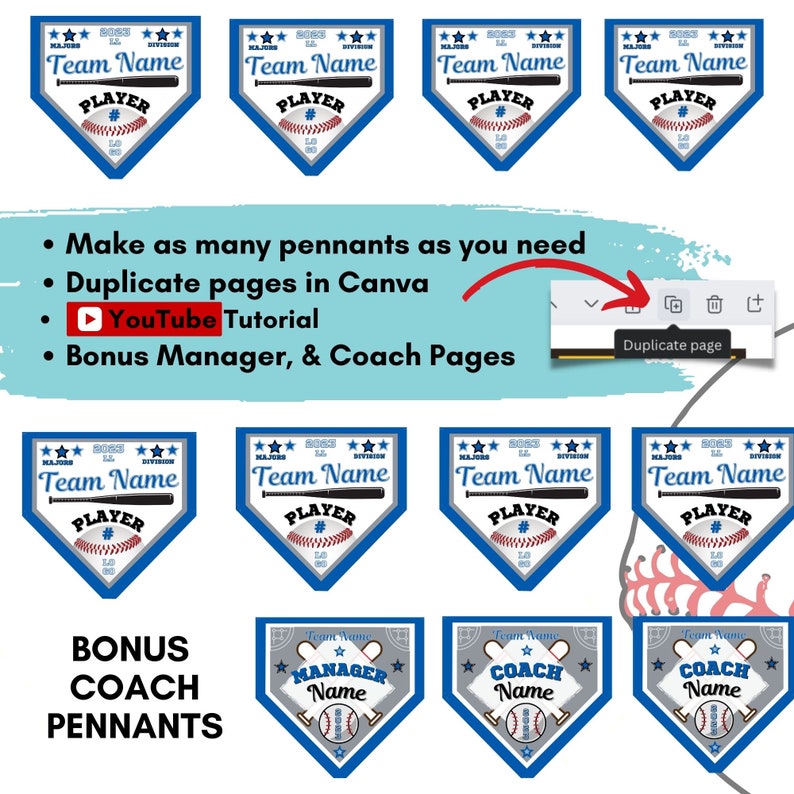 Printable Baseball Pennant Banner, Team Sports, Blue & Grey ...