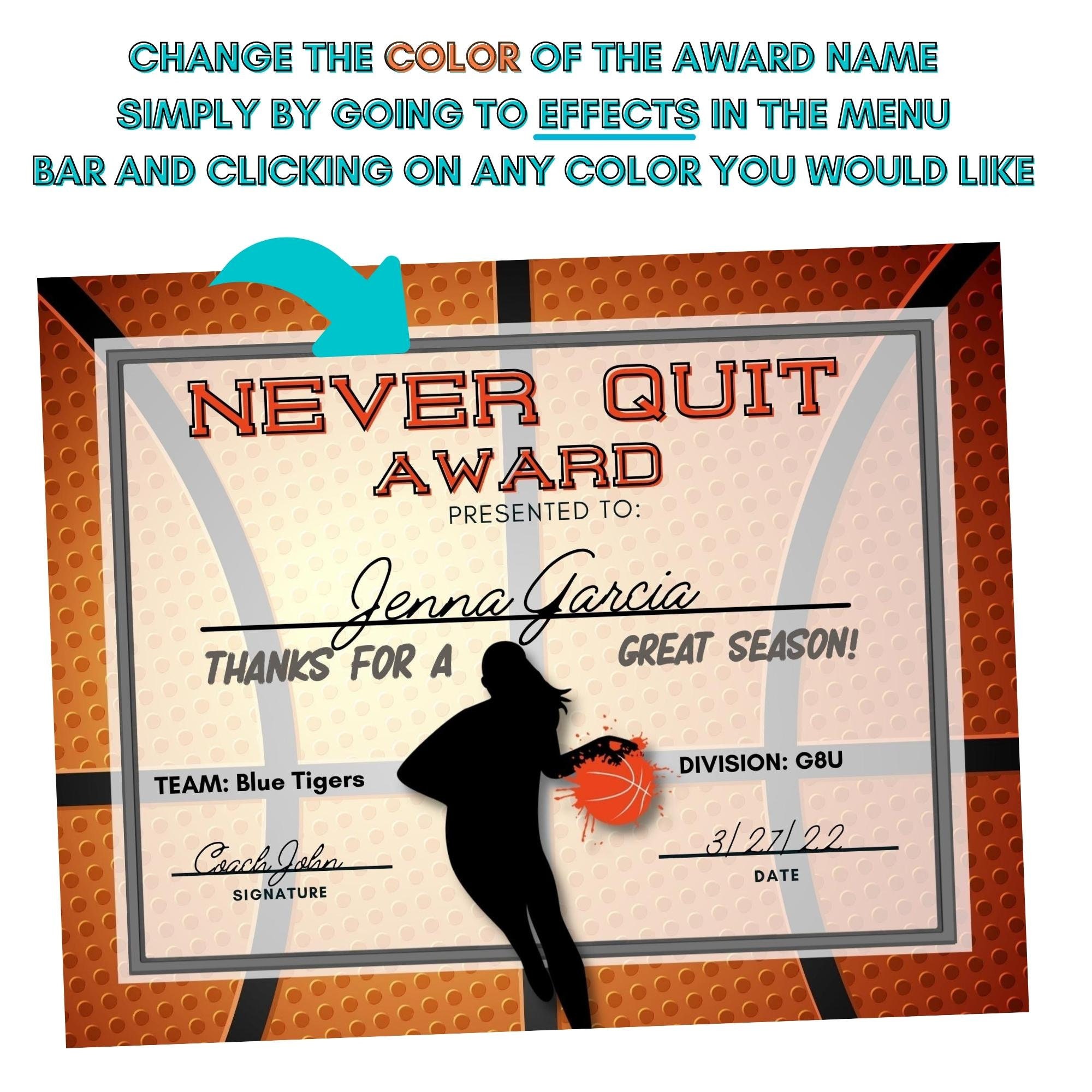 End of Season Girls Basketball Award Certificates 50 - Etsy
