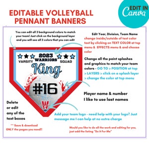 Volleyball Team Editable Pennant Banners, Volleyball Banner, High ...