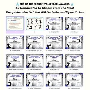 End of the Season Volleyball Player Award Certificates, | 60 Team ...