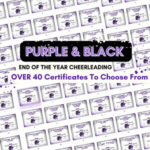 Cheerleading Award Certificates, Purple & Black Pom Poms Design for ...