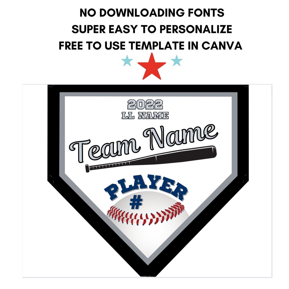 Baseball Team Editable Pennant Banners BLACK & GRAY - Etsy