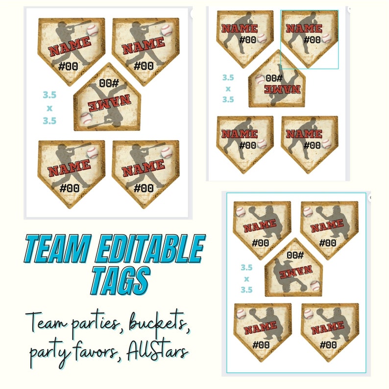 Baseball Team Party Printable Tags Customizable & Editable - Etsy