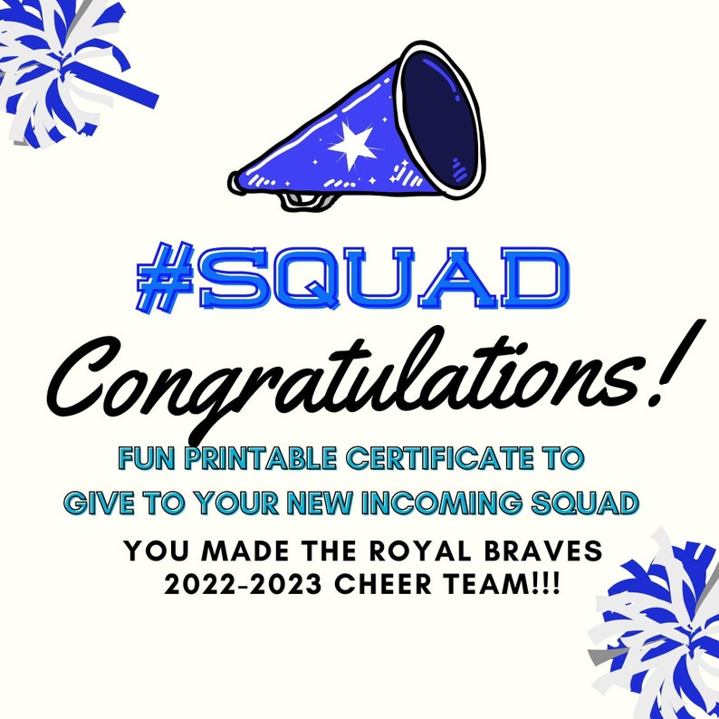 Congratulations You Made the Cheer Team Squad Printable Certificates ...