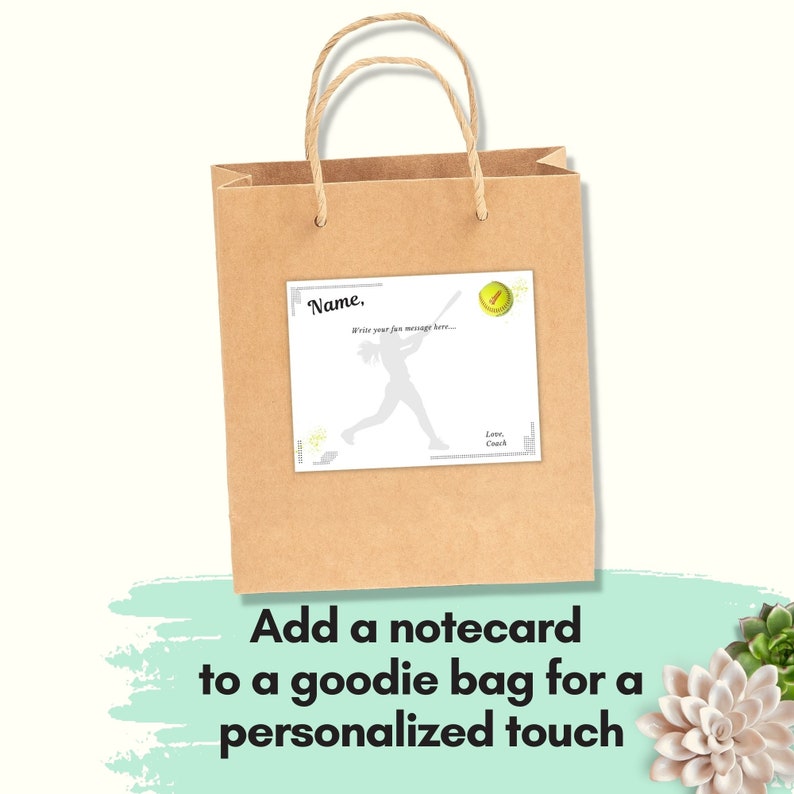 Editable Softball Note Card Template, Softball Notecards, Thank You ...