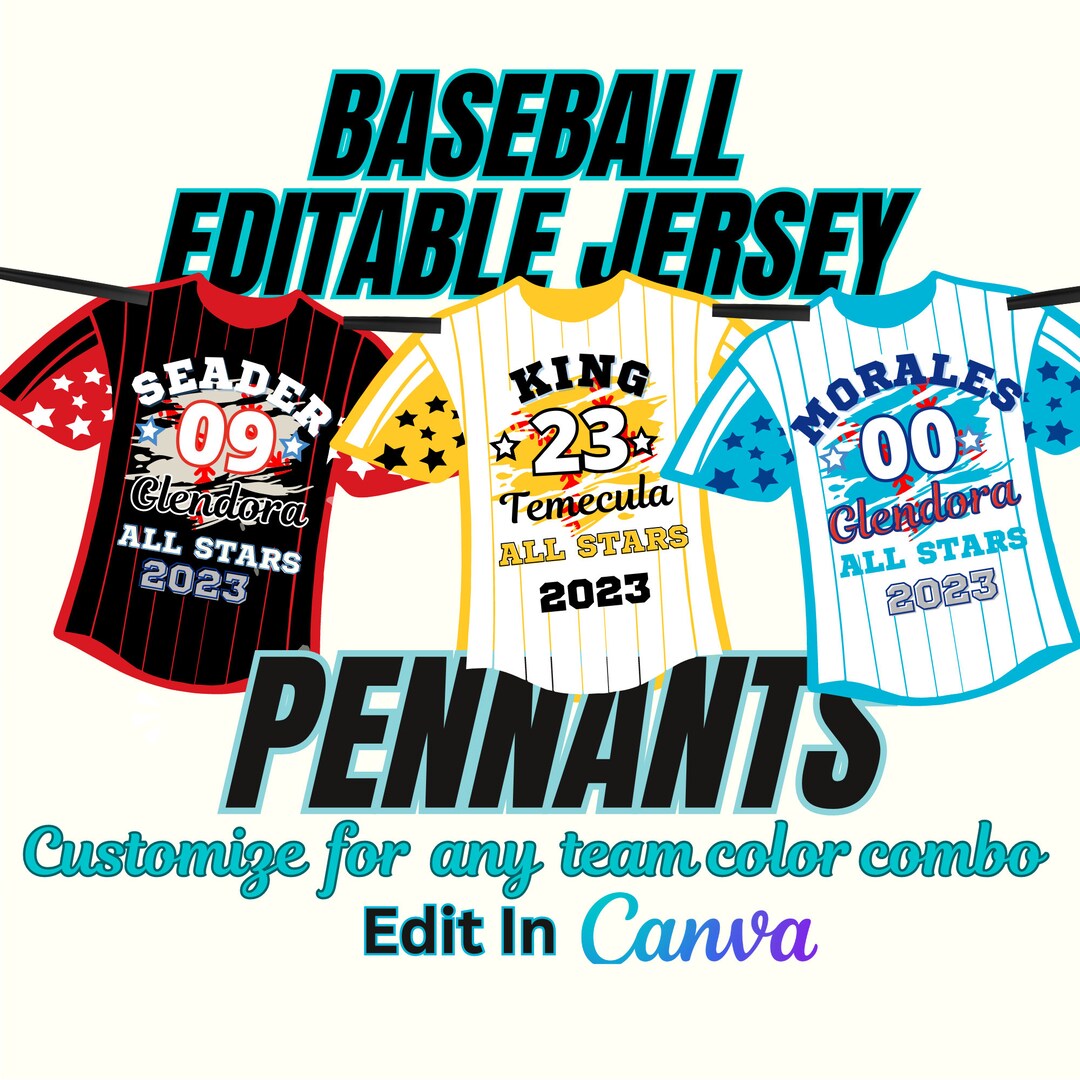 Baseball Team Jersey Pennant Banner Template, Personalize Any Color ...