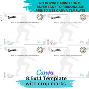 Editable Volleyball Note Card Template, Volleyball Notecards, Thank You ...
