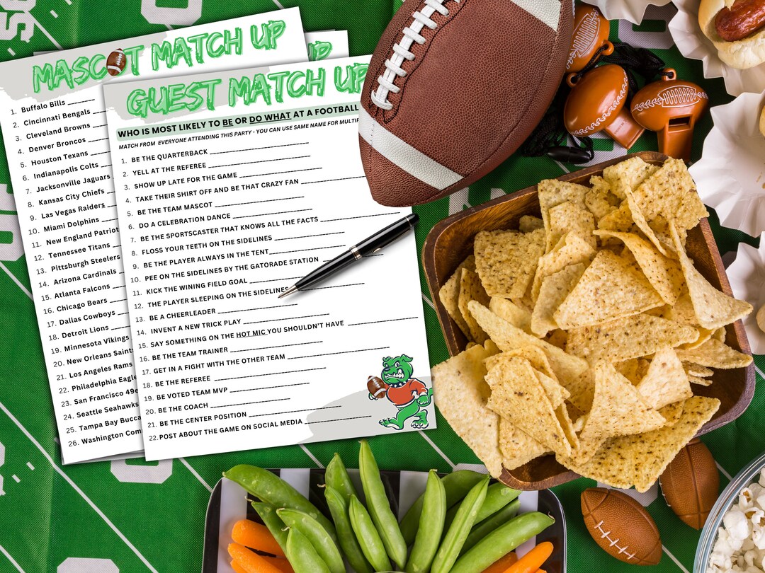 Football Printable Party Games, Mascot Match- up for Adults & Kids ...