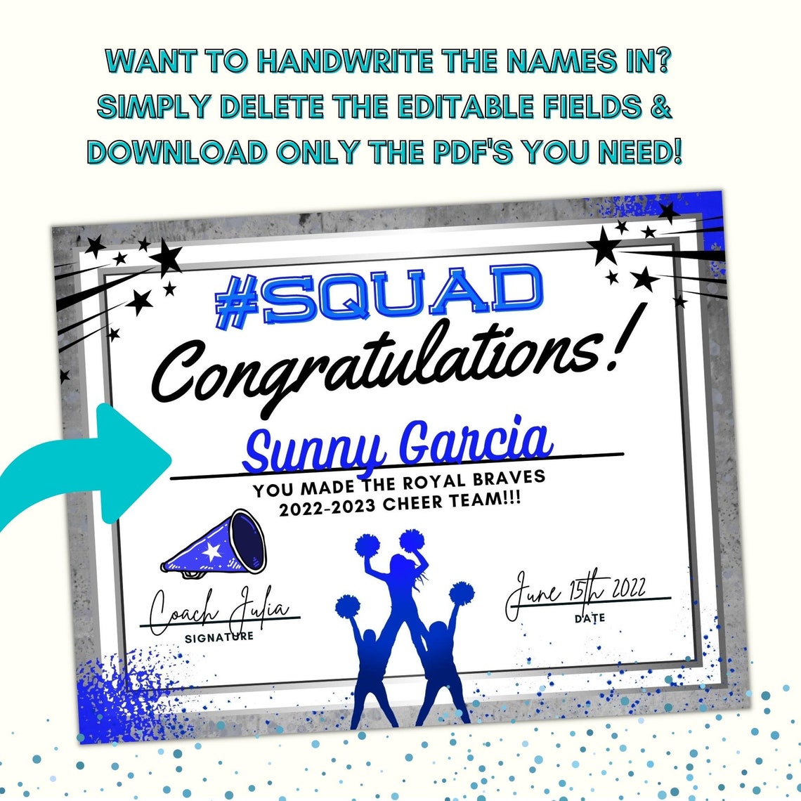 Congratulations You Made the Cheer Team Squad Printable - Etsy