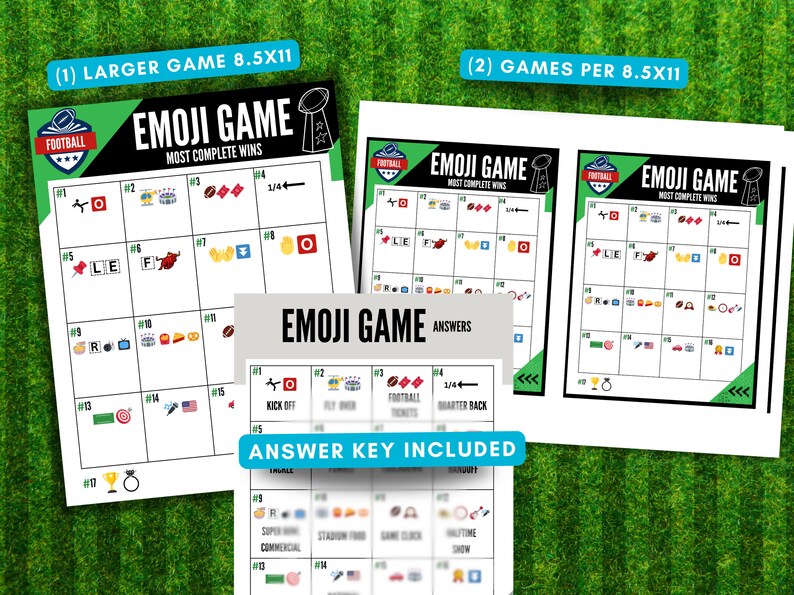 Football Party Games, Football Emoji Pictionary Game, Instant Printable ...