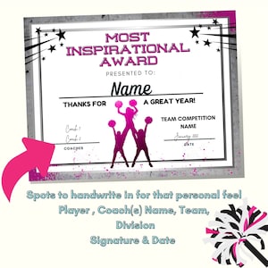 Cheerleading Award Certificates, Editable for Team Moms, Coaches, Team ...