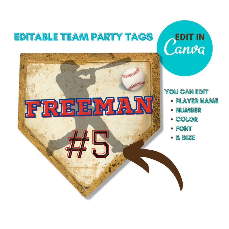 Baseball Team Party Printable Tags Customizable & Editable - Etsy