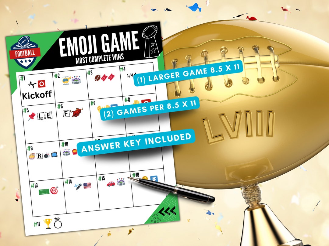 Football Party Games, Football Emoji Pictionary Game, Instant Printable ...