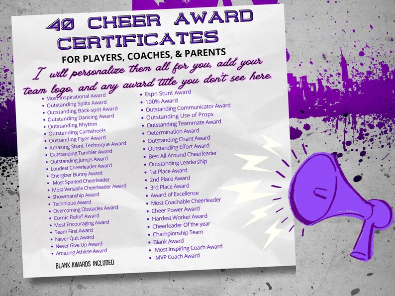 Cheerleading Award Certificates, Purple & Black Pom Poms Design for ...