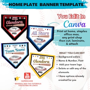 Baseball Team Editable Pennant Banners, Baseball Banner, Little League ...