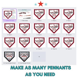 Baseball League Editable Pennant Banners, Red & Black Team Templates ...