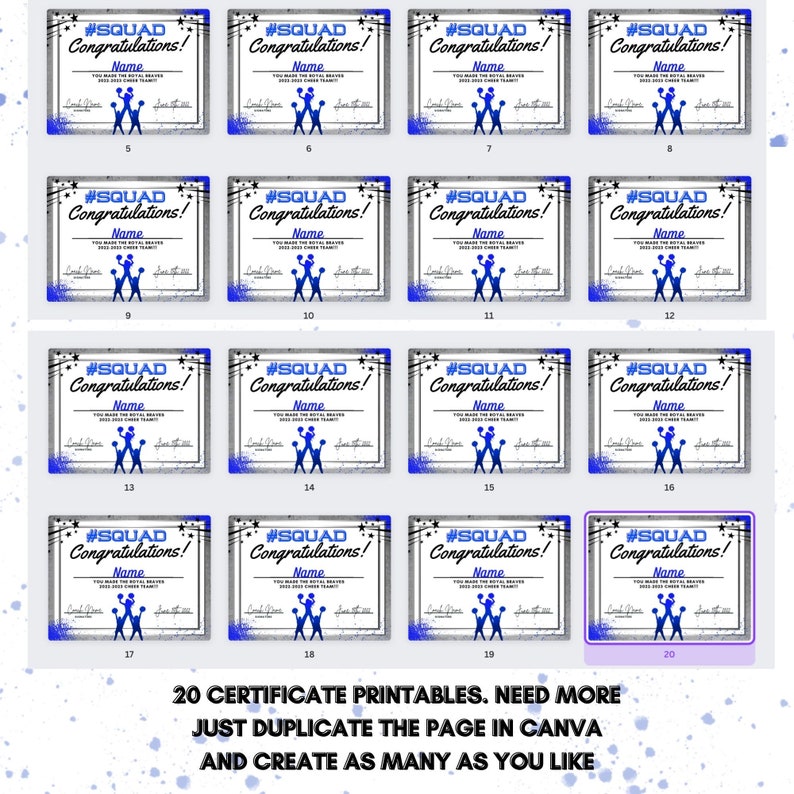 Congratulations You Made the Cheer Team Squad Printable Certificates ...