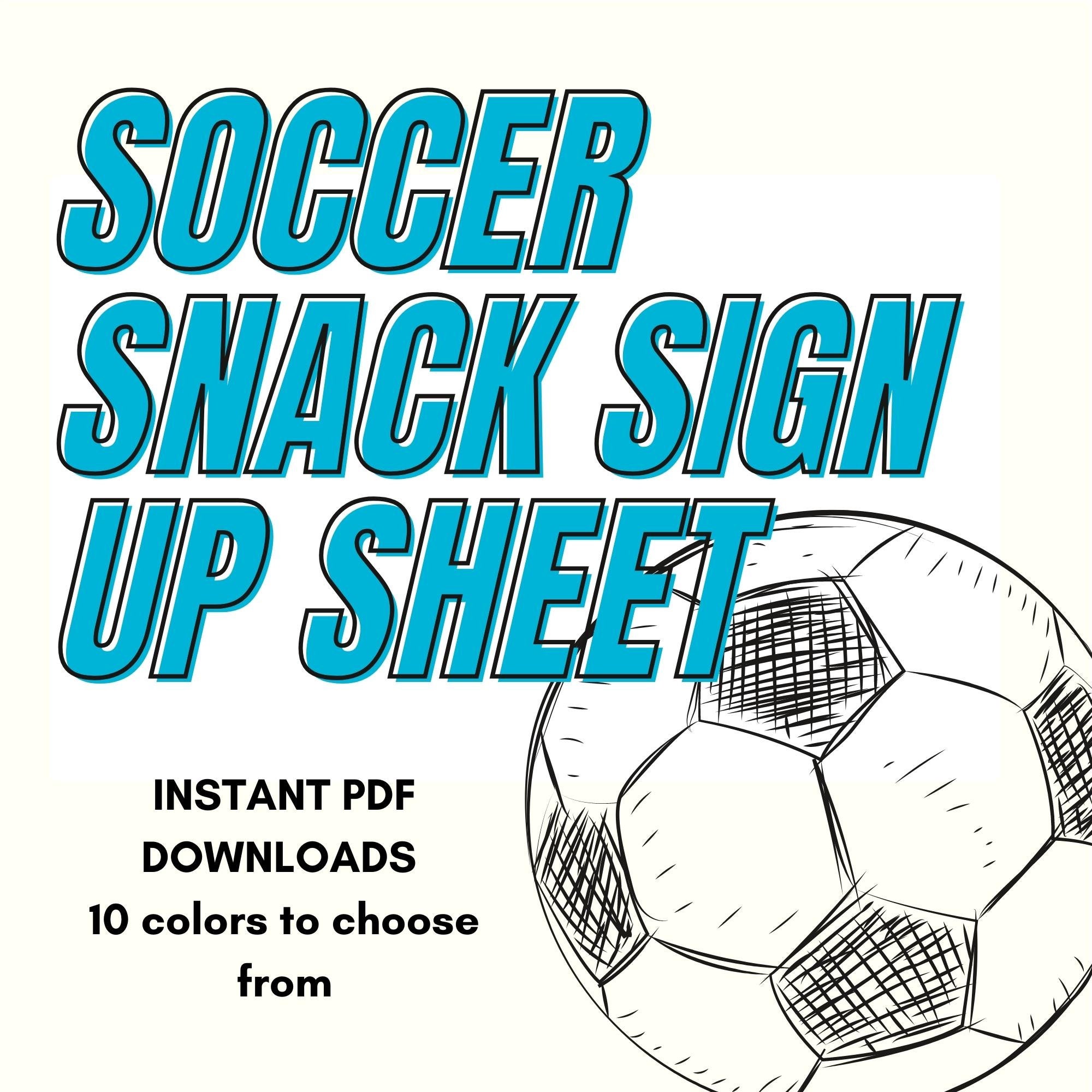 Soccer Snack Schedule Sign up Sheet Fill in and Print Soccer - Etsy