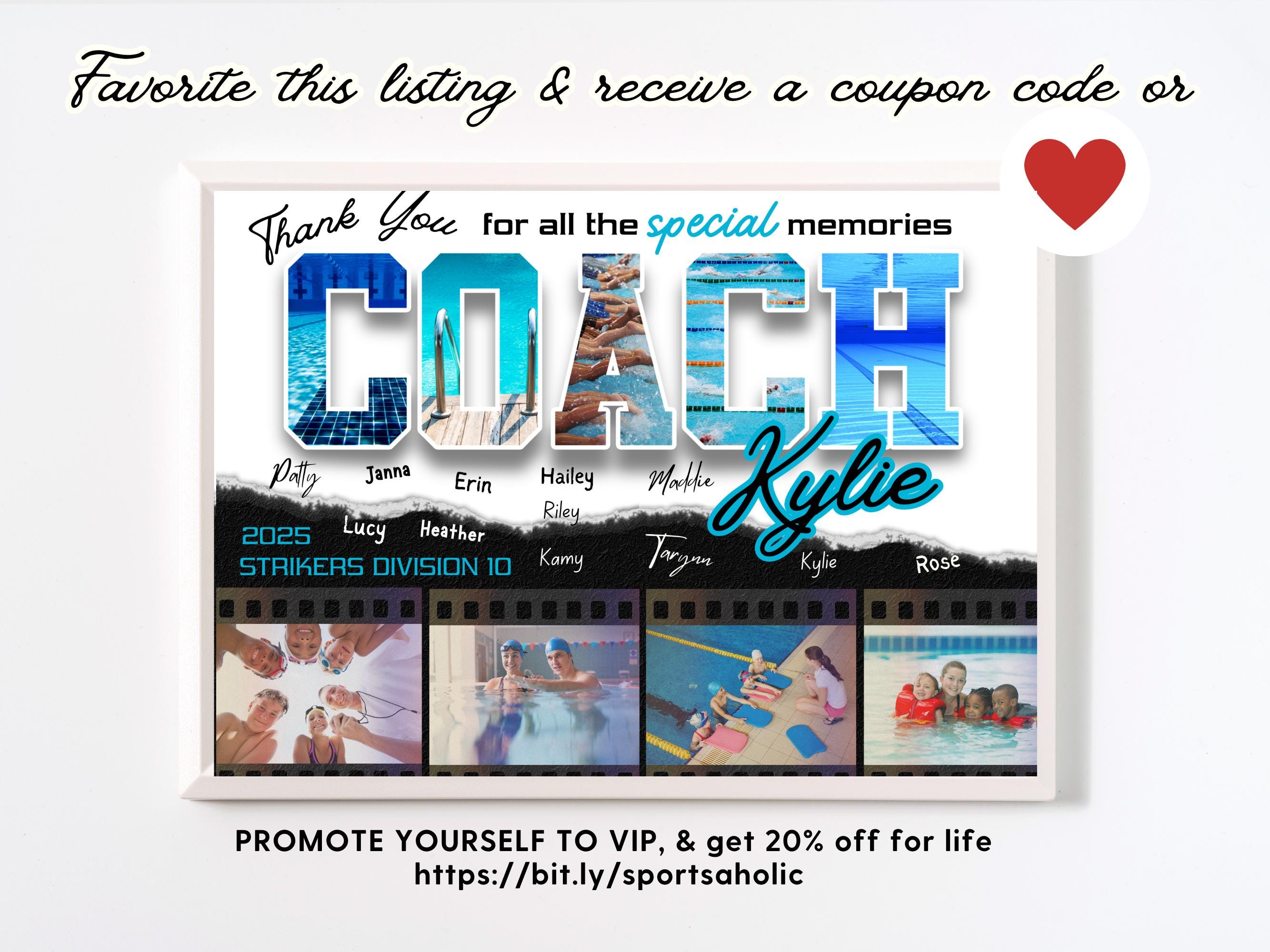 Swim Coach Photo Collage Canva Template, Personalized Coach Gift ...