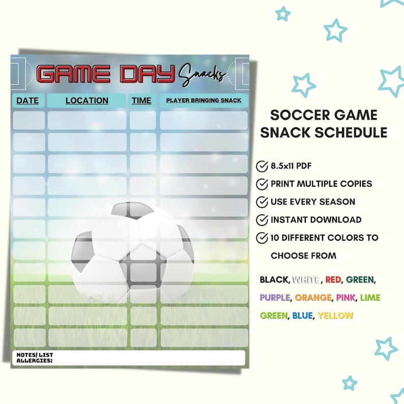 Soccer Game Day Snack Schedule Sign up Sheet Instant - Etsy Soccer Game Day Snack Schedule Sign up Sheet Instant - Etsy