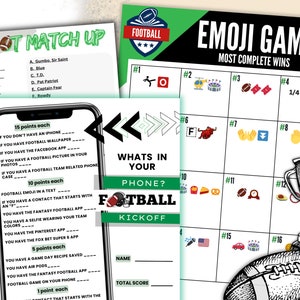 Football Emoji Pictionary Game Bundle, Super Bowl Party Games ...