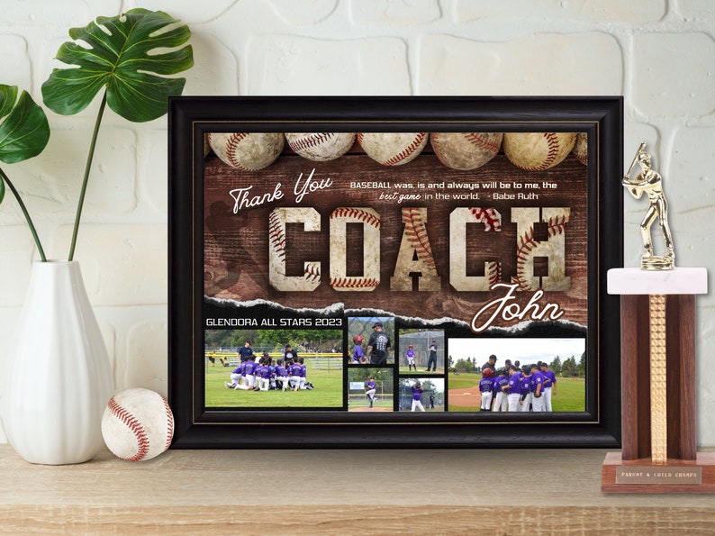 Baseball Photo Collage Canva Template Personalized, Gift for Coach ...