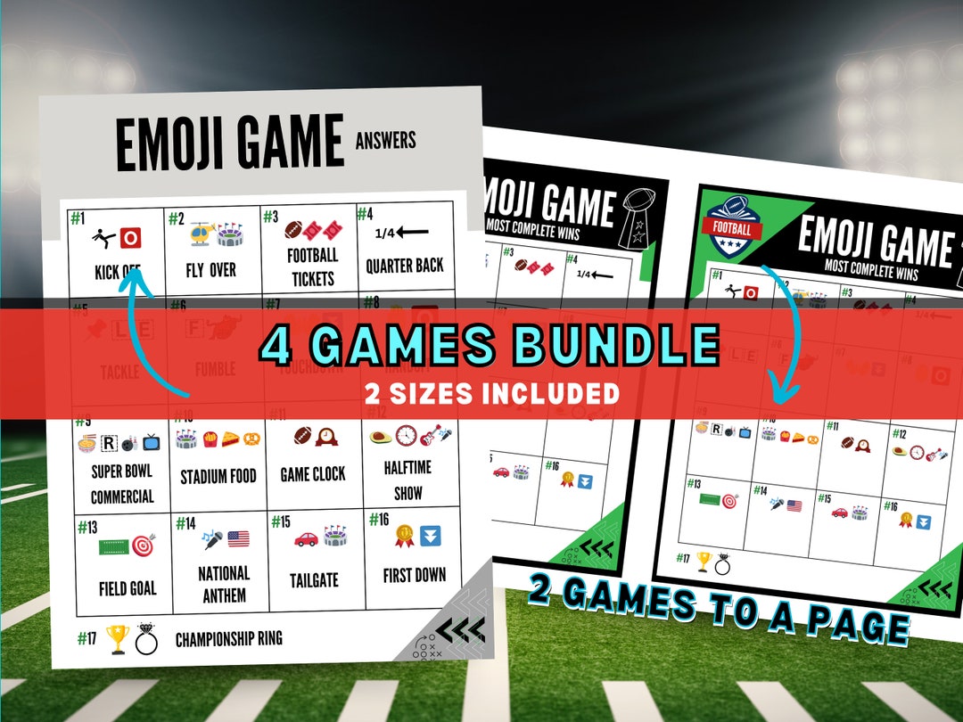 Football Emoji Pictionary Game Bundle, Super Bowl Party Games ...