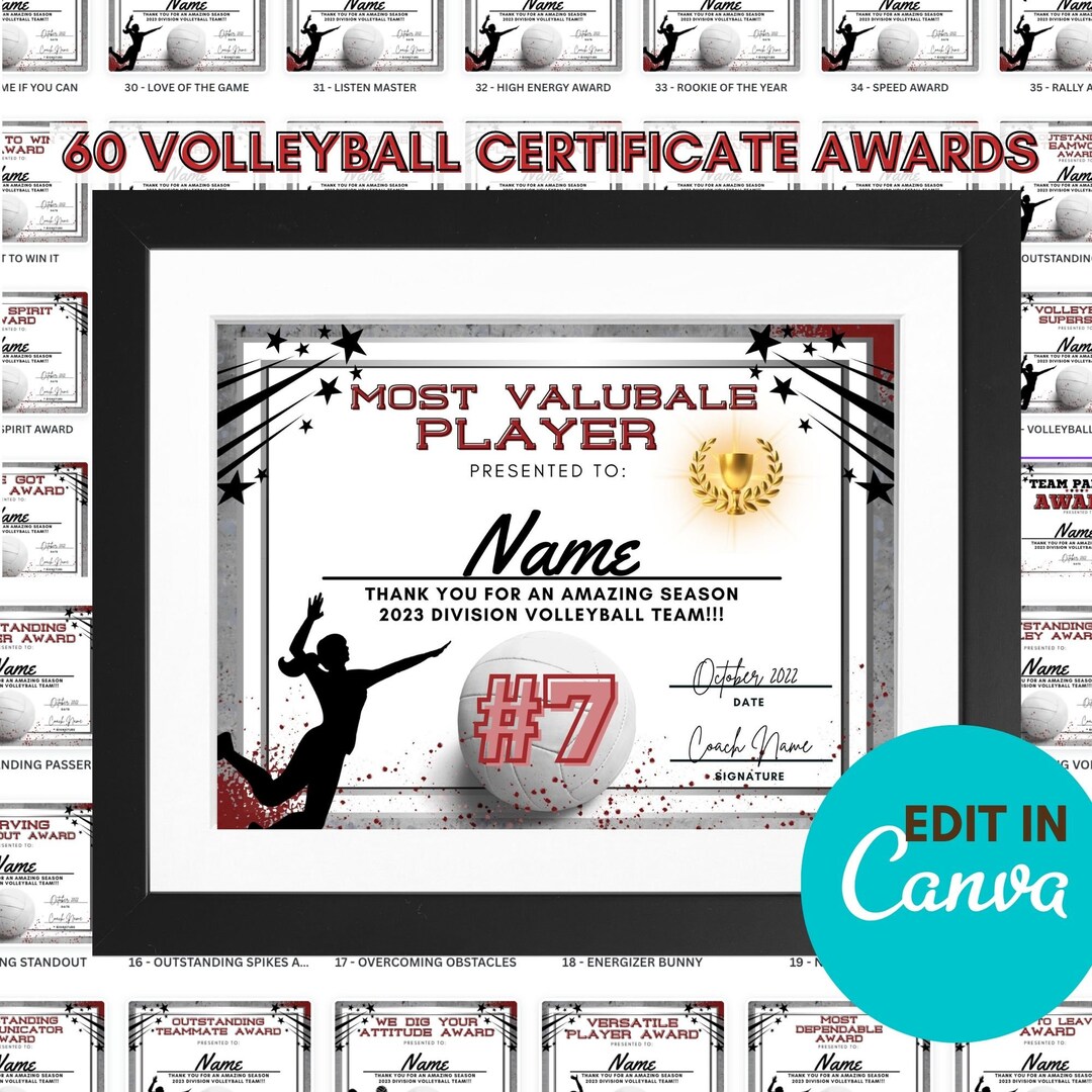 End of the Season Volleyball Award Certificates, Maroon Teams | 60 Team ...