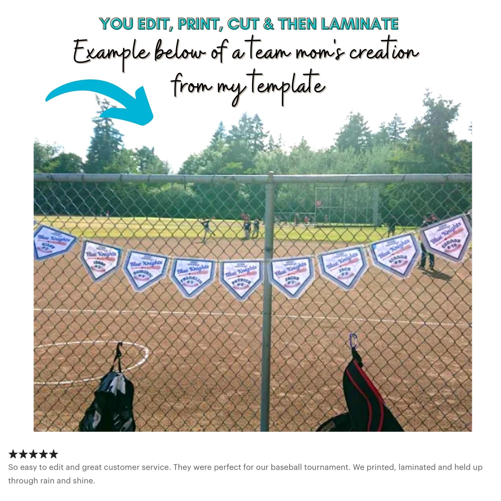 Baseball Team Editable Pennant Banners Red & Navy Blue - Etsy