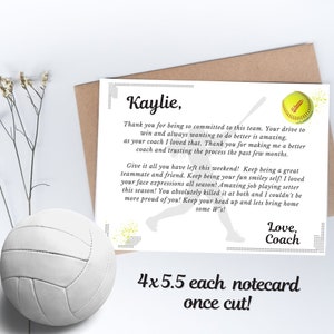 Editable Softball Note Card Template, Softball Notecards, Thank You ...
