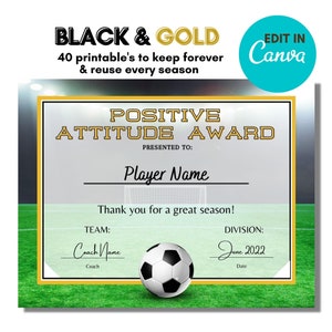 Soccer Award Editable Certificates, Printable Certificates, Team Sports ...