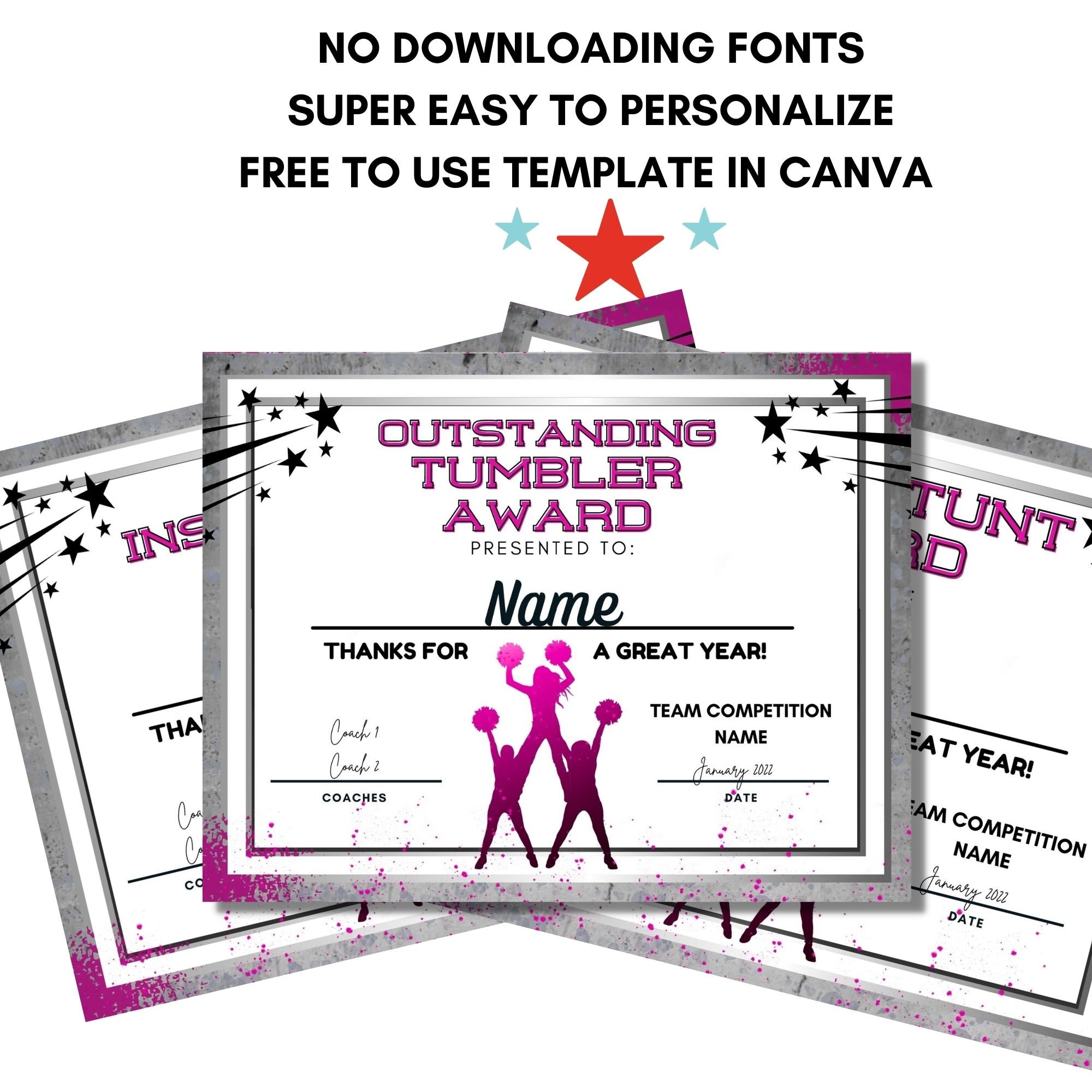 Cheerleading Award Certificates, Editable for Team Moms, Coaches, Team ...
