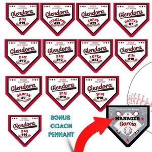 Baseball League Editable Pennant Banners, Red & Black Team Templates ...