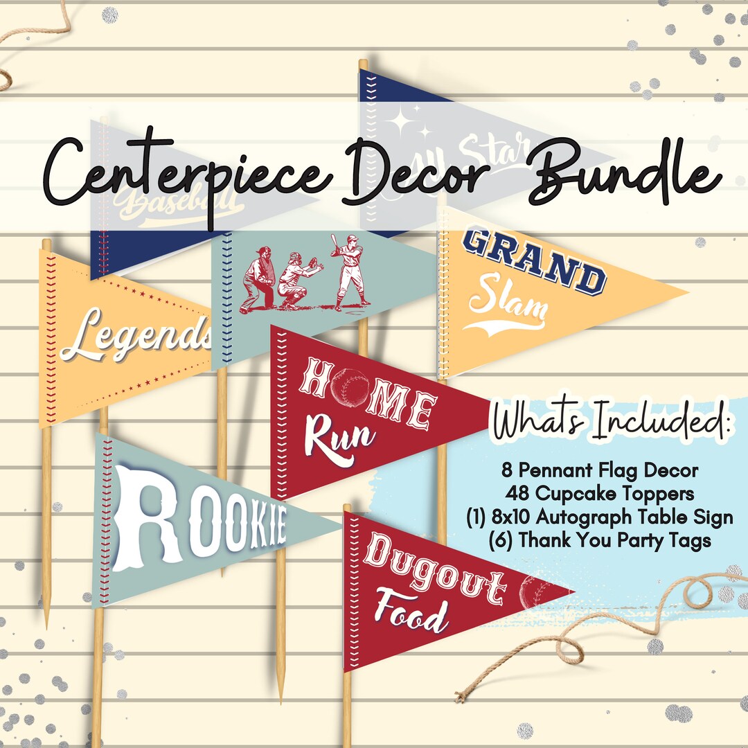 Baseball Party Centerpiece, Baseball Birthday Sports Party, Pennant ...