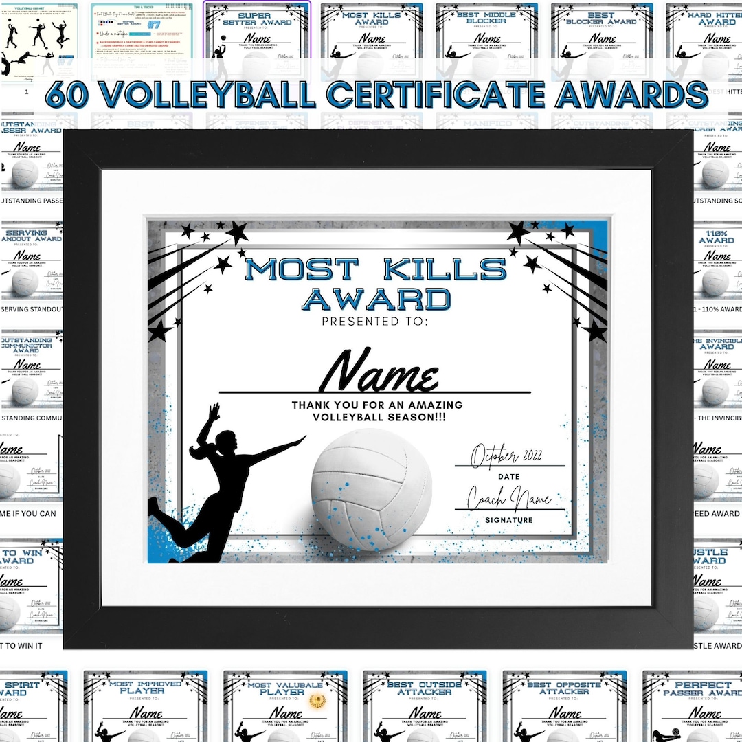 Editable Volleyball Award Certificates, Light Blue Teams | 60 Team ...