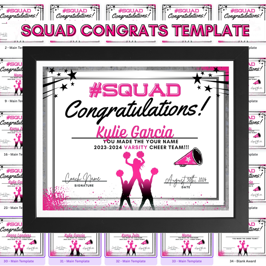 Congratulations You Made the Cheer Team Squad Printable Certificates ...