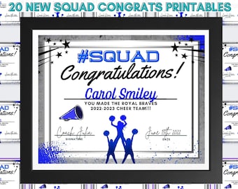 2 Cheerleading Blue Team Color Certificates Editable - Etsy