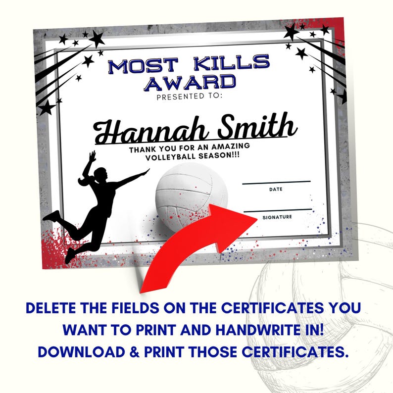 Editable Volleyball Award Certificates, RED & NAVY BLUE Teams | 60 ...