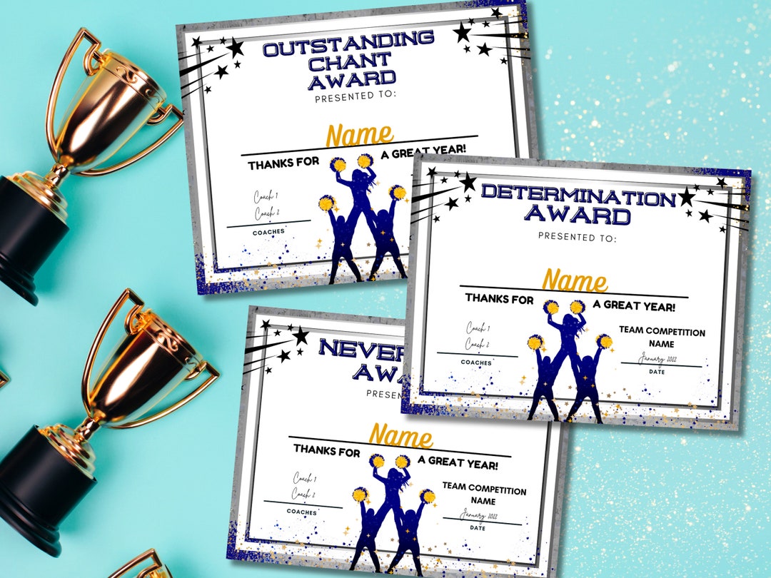 Cheerleading Award Certificates, Editable for Team Moms, Coaches, Team ...