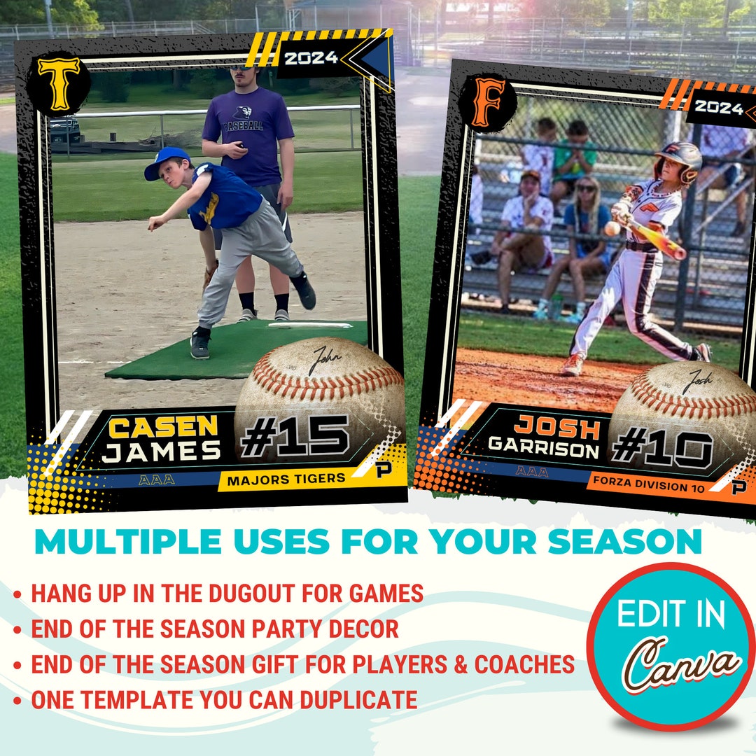 Baseball Team Gifts, Editable Canva Baseball Card Poster Template ...