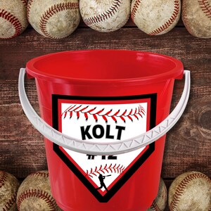 Baseball Dugout Bucket Labels, Digital Editable Template With Canva ...