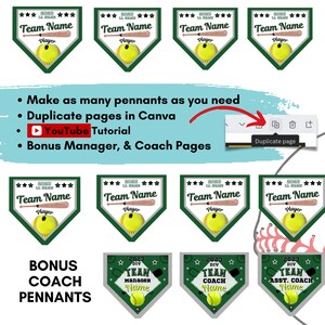 Softball Girls Banner Template, Team Pennants, GREEN & GREY Team, Just ...
