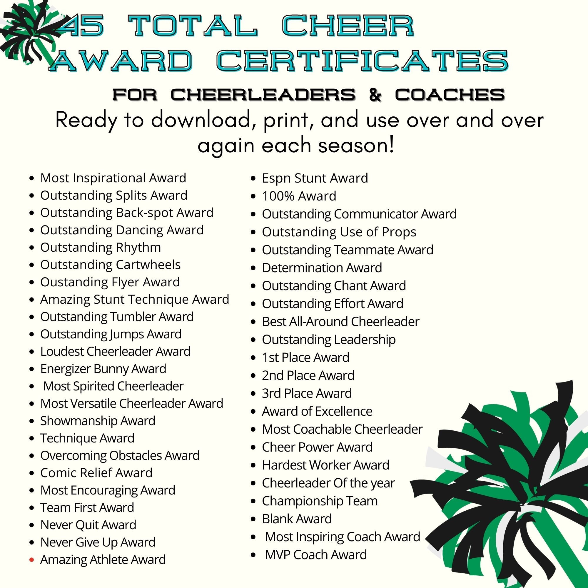 Cheerleading Award Certificates for Team Moms and Coaches - Etsy Canada