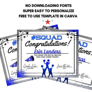 Congratulations You Made the Cheer Team Squad Printable Certificates ...