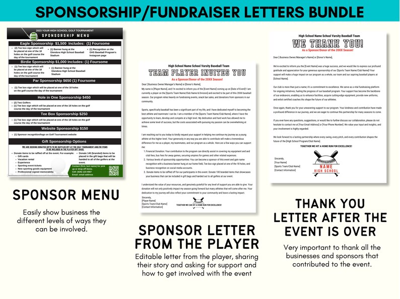 Event Sponsorship Package Bundle, Sponsorship Letter Donation Golf ...