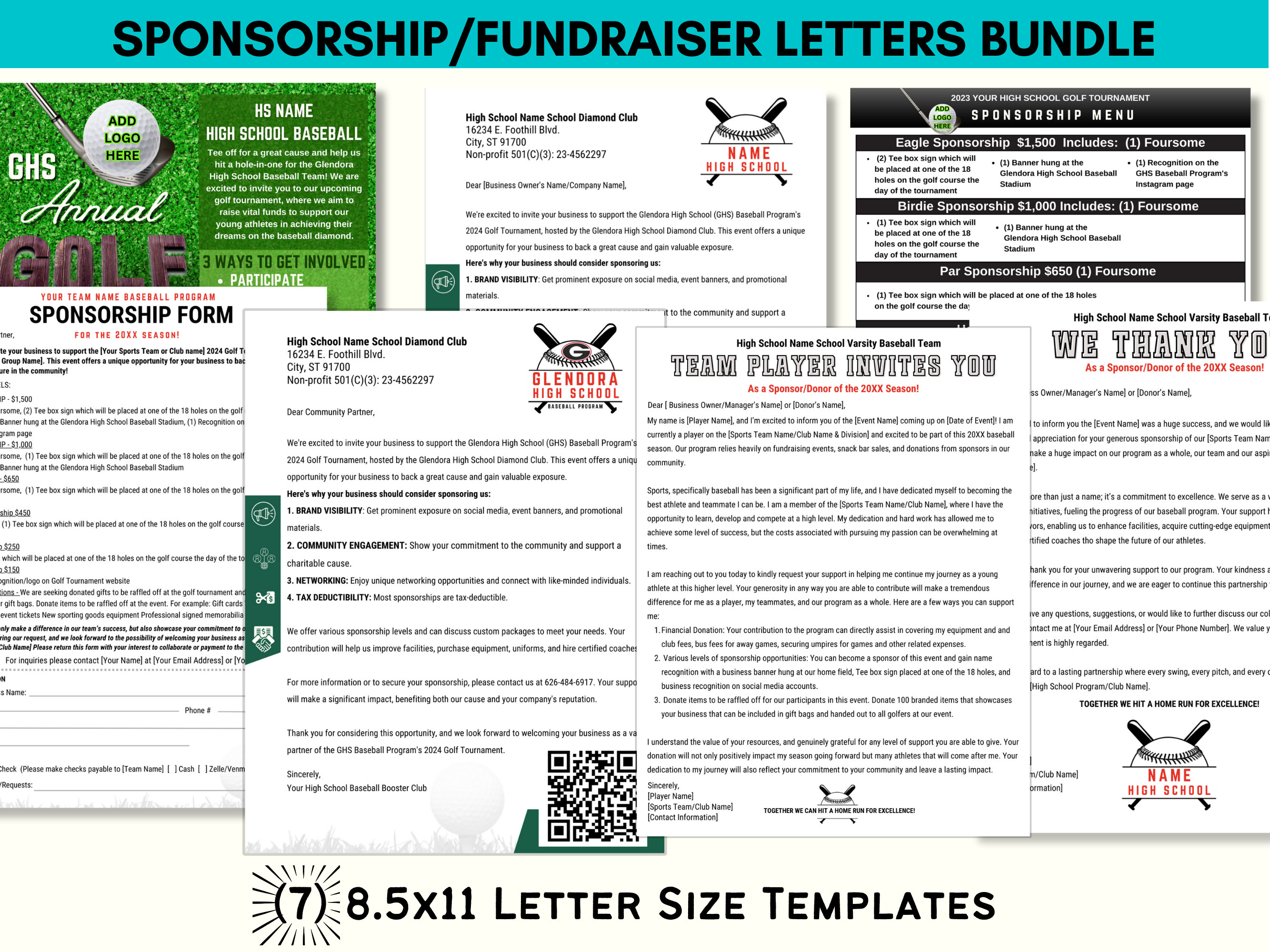 Event Sponsorship Package Bundle, Sponsorship Letter Donation Golf ...