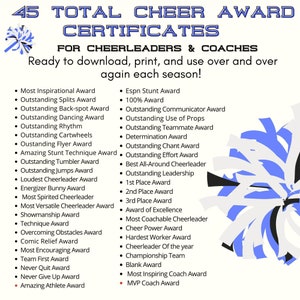 Cheerleading Award Certificates, Royal Blue Editable for Team Moms ...