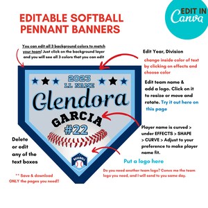 Baseball Team Editable Pennant Banners, Baseball Banner, Little League ...